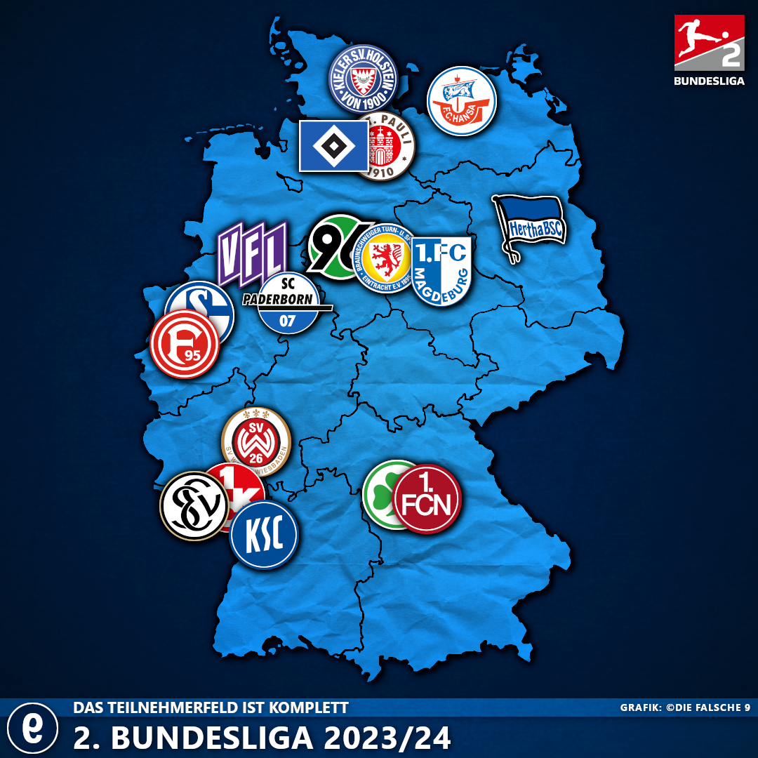 Das Teilnehmerfeld Der 2 Bundesliga 2023 24 Die Falsche 9